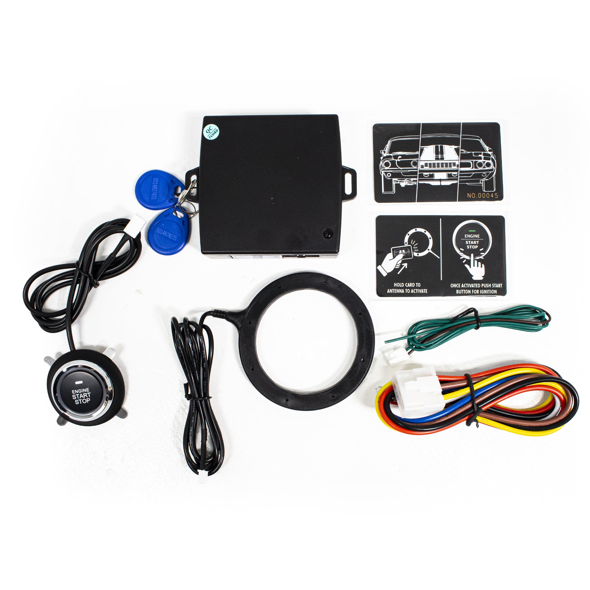 Universal Key Less Car Alarm System w Push Start Button