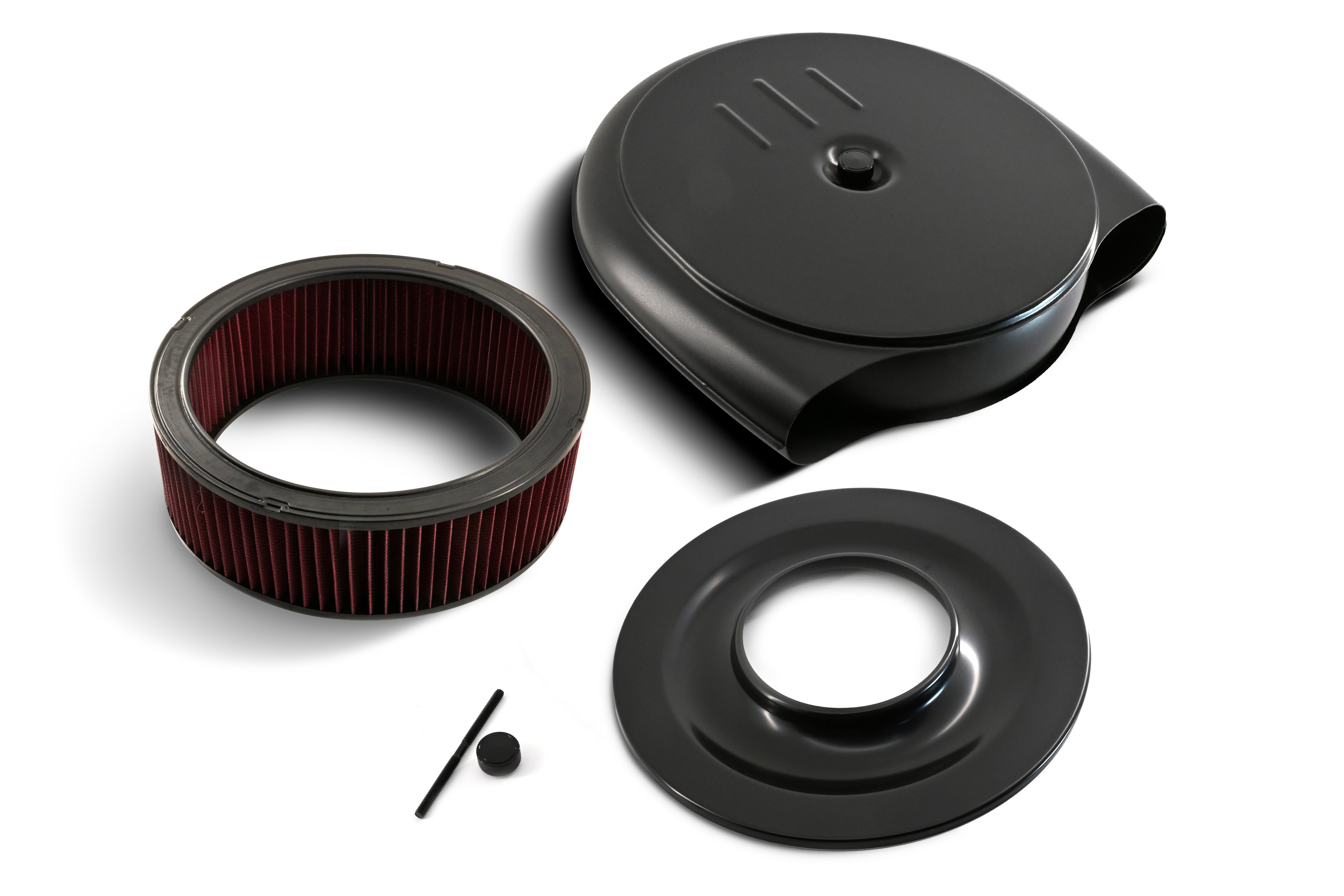 Retro-Style Air Cleaner Assembly – 15½" x 16" Round, Black Steel, ¾" R ...