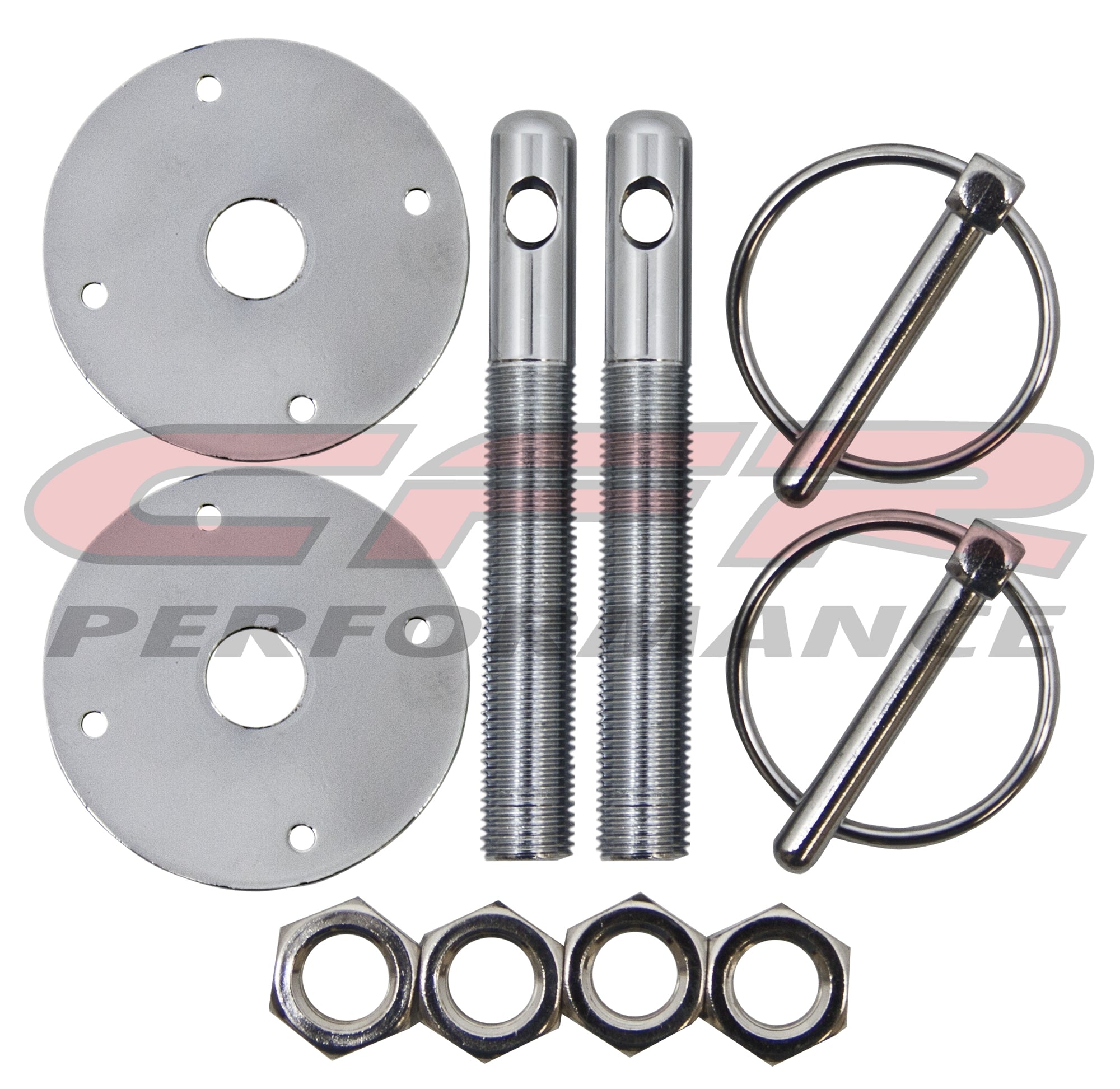 CHEVY/FORD/MOPAR ALUMINUM HOOD PIN KIT FLIP-OVER STYLE - Chrome | CFR ...