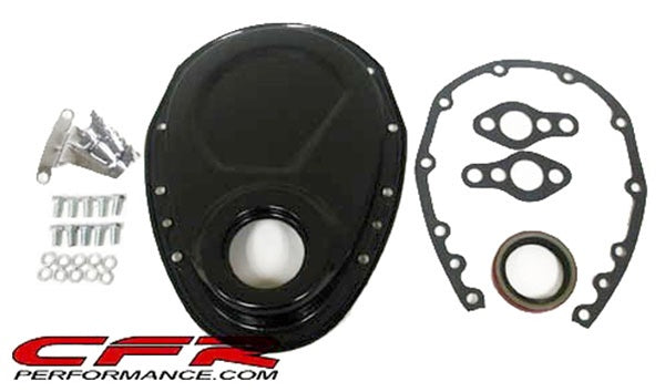 CHEVY SMALL BLOCK 283-305-327-350-400 STEEL TIMING CHAIN COVER SET W ...