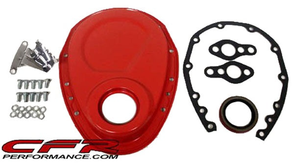 CHEVY SMALL BLOCK 283-305-327-350-400 STEEL TIMING CHAIN COVER SET W ...