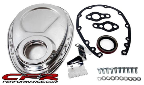 CHEVY SMALL BLOCK 283-305-327-350-400 STEEL TIMING CHAIN COVER SET W ...