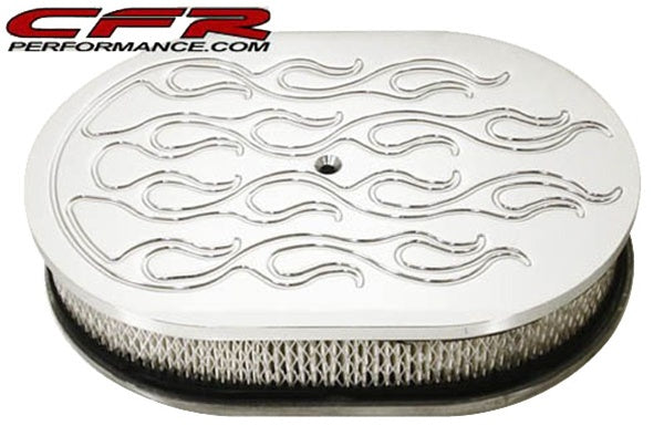 CHEVY/FORD/MOPAR 12" OVAL CHROME ALUMINUM AIR CLEANER - FLAMED | CFR ...